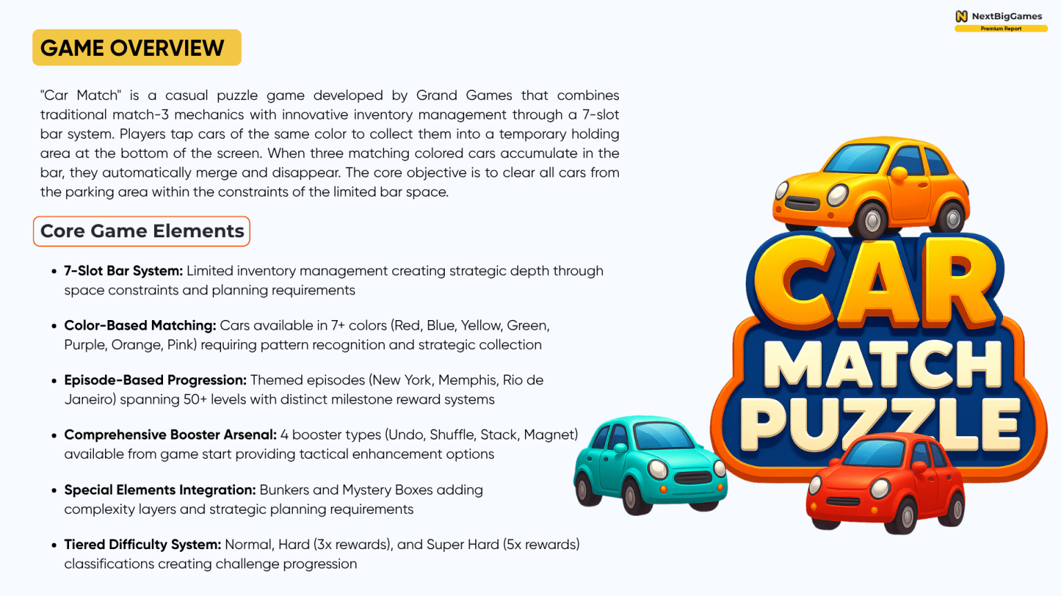 Car Match Game Breakdown - NextBigGames